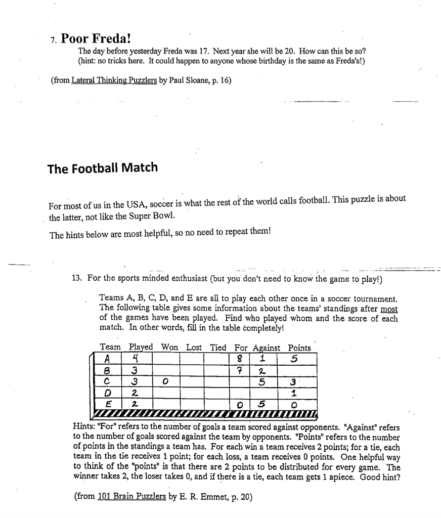 Solved 7. Poor Freda! The day before yesterday Freda was 17. | Chegg.com