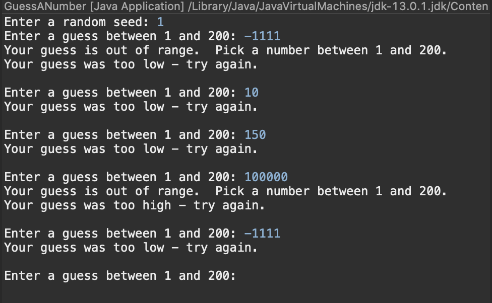 Solved GuessANumber [Java Application] | Chegg.com