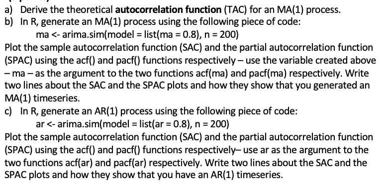 a) Derive the theoretical autocorrelation function | Chegg.com
