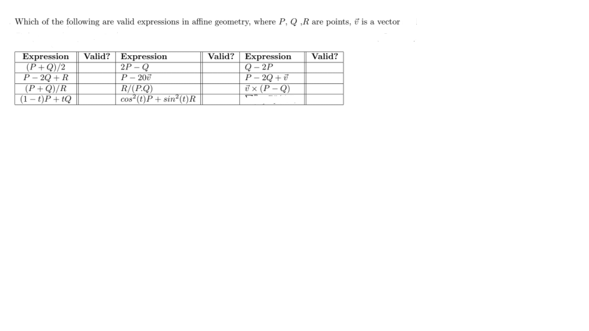Solved Which of the following are valid expressions in | Chegg.com