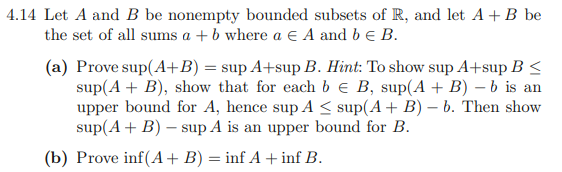 Solved 14 Let A and B be nonempty bounded subsets of R, and | Chegg.com