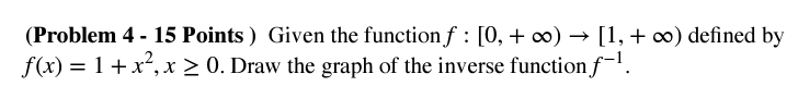Solved (Problem 4 - 15 Points ) Given the function | Chegg.com