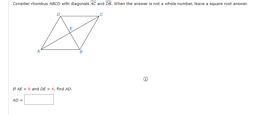 Solved Consider rhombus ABCD with diagonals AC and DB. When | Chegg.com