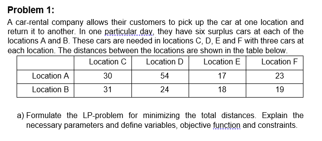 Solved Problem 1: A car-rental company allows their | Chegg.com