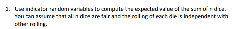 Solved Use indicator random variables to compute the | Chegg.com