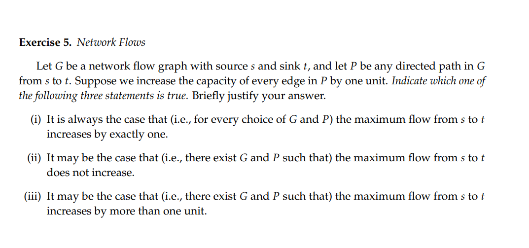 Solved Exercise 5. Network Flows Let G be a network flow | Chegg.com