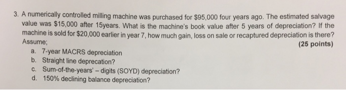 Solved 3. A numerically controlled milling machine was | Chegg.com