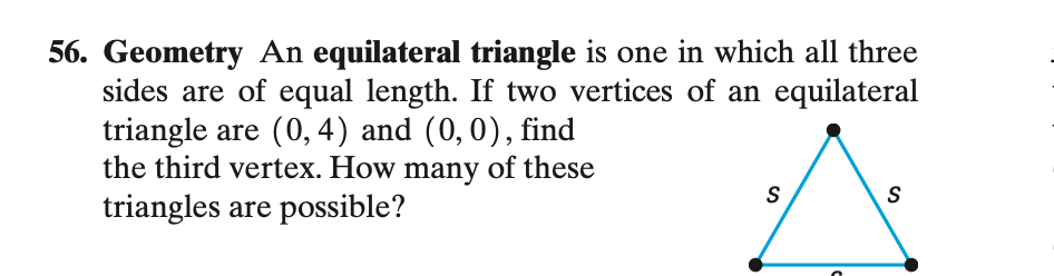 Solved 56. Geometry An equilateral triangle is one in which | Chegg.com