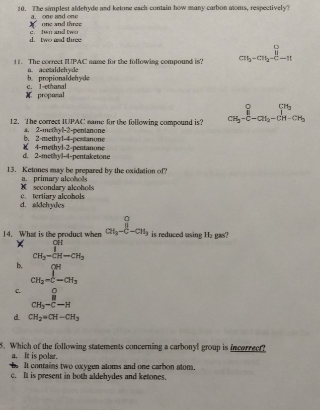 Solved The simplest aldehyde and ketone each contain how | Chegg.com
