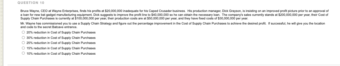 Solved QUESTION 10 Bruce Wayne, CEO at Wayne Enterprises, | Chegg.com