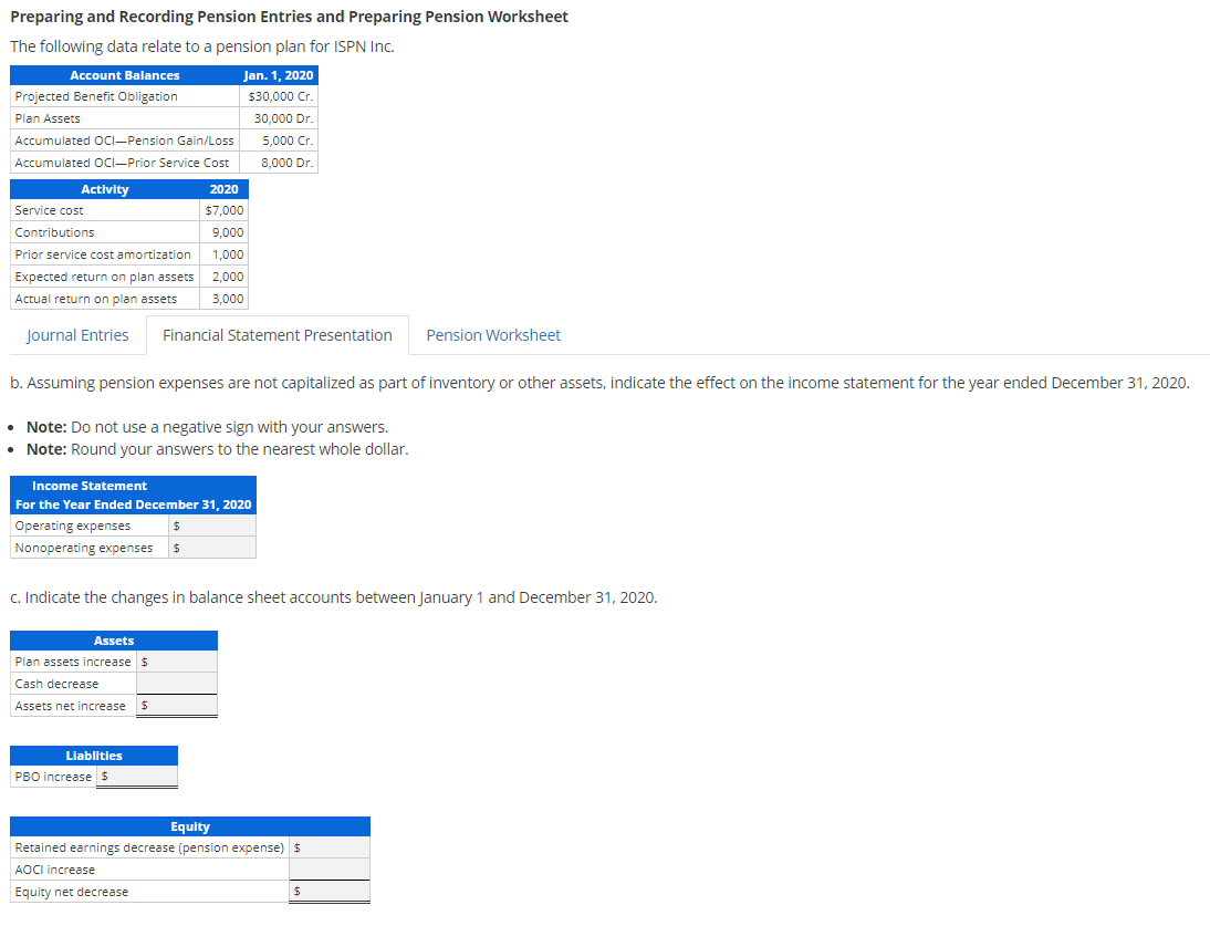Solved Preparing and Recording Pension Entries and Preparing | Chegg.com
