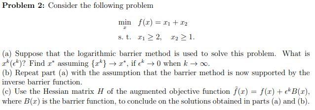 Solved Problem 2: Consider the following problem min f2) = | Chegg.com
