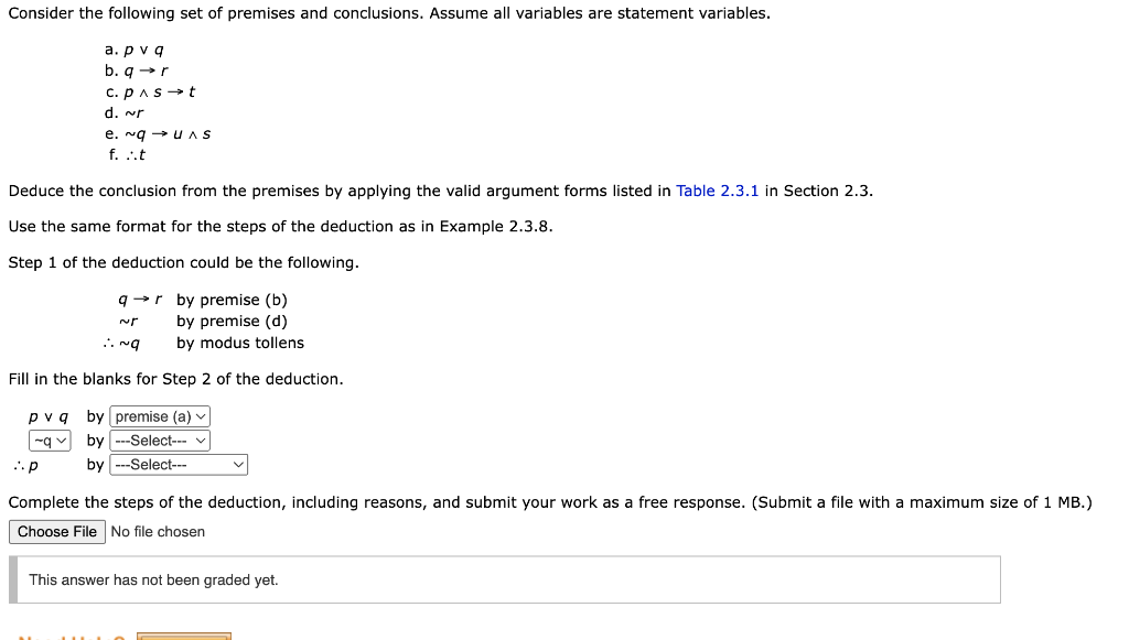 Solved Consider the following set of premises and | Chegg.com