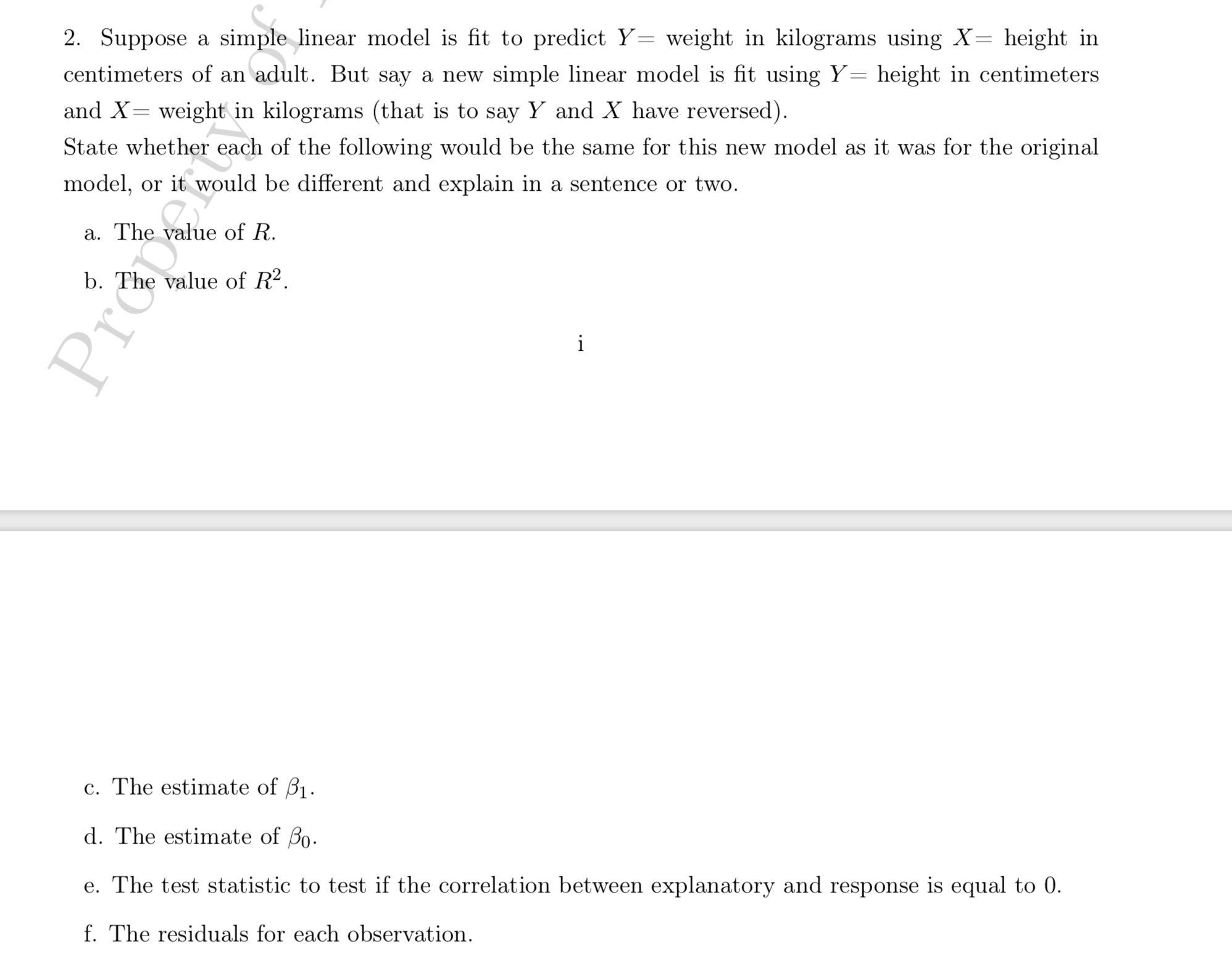 Solved SET 2. Suppose a simple linear model is fit to | Chegg.com