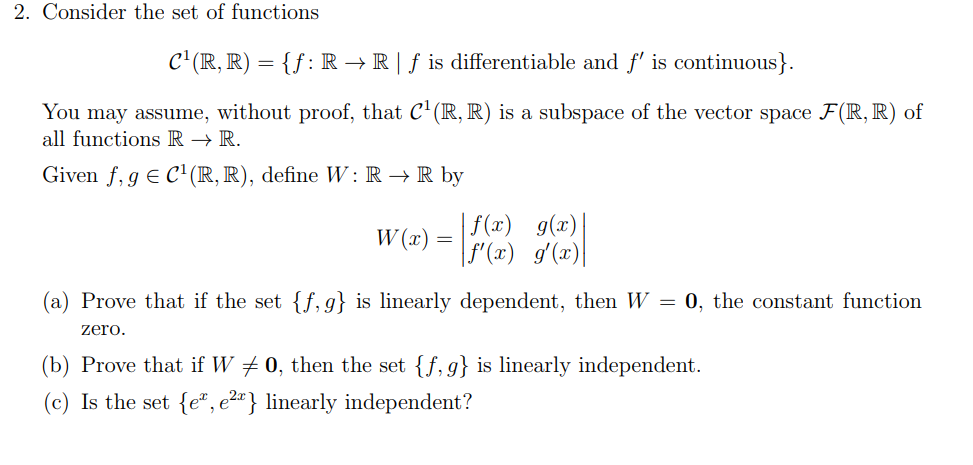 Solved 2 Consider The Set Of Functions с R R {f R R