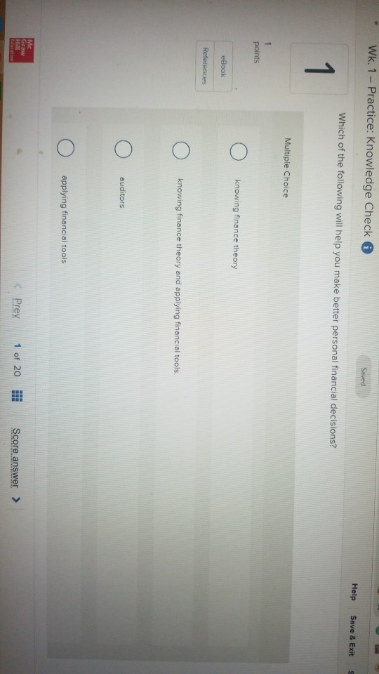 Solved Wk. 1- Practice: Knowledge Check Saved Help Save & | Chegg.com