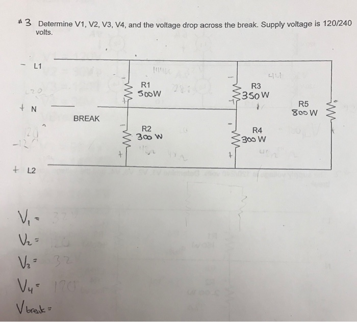 Solved 3 Determine V1, V2, V3, V4, and the voltage drop | Chegg.com