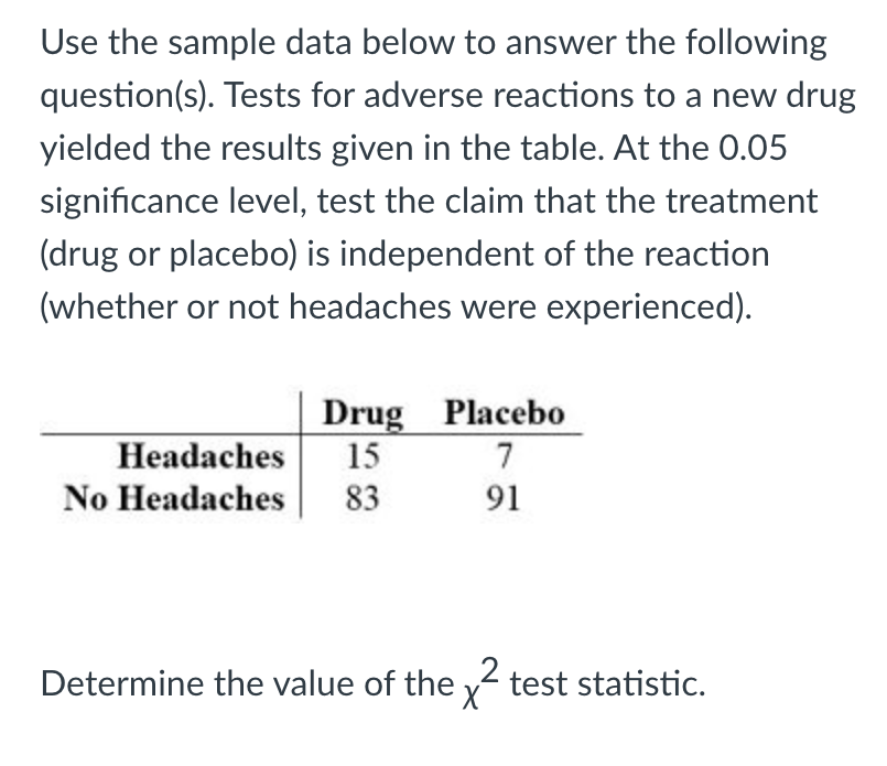 Solved Use the sample data below to answer the | Chegg.com