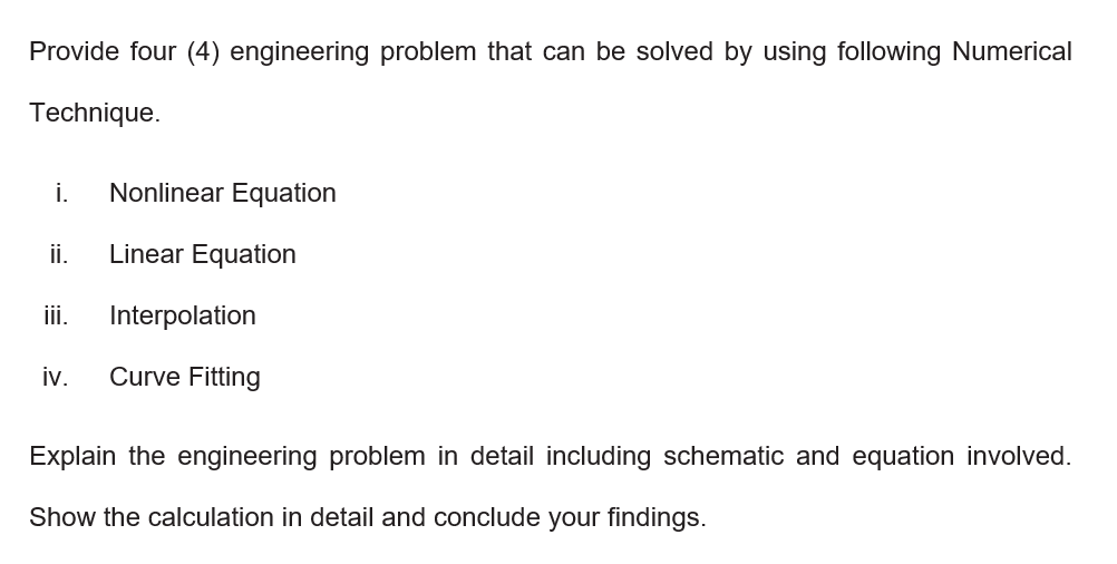 Solved Provide four (4) engineering problem that can be | Chegg.com