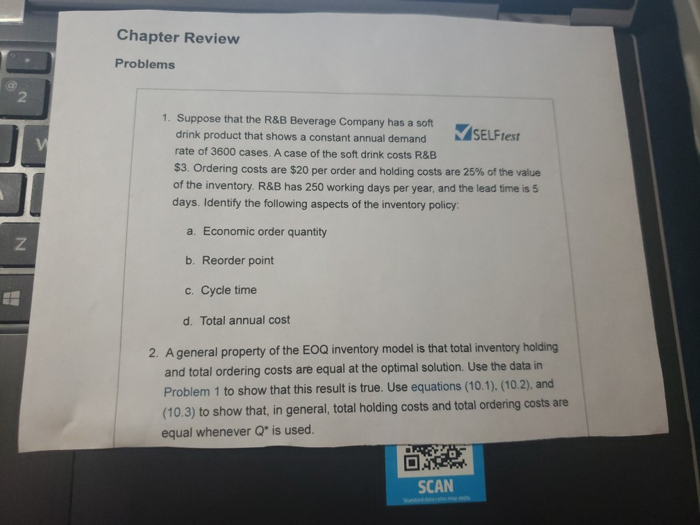 Solved Chapter Review Problems 1. Suppose that the R&B | Chegg.com
