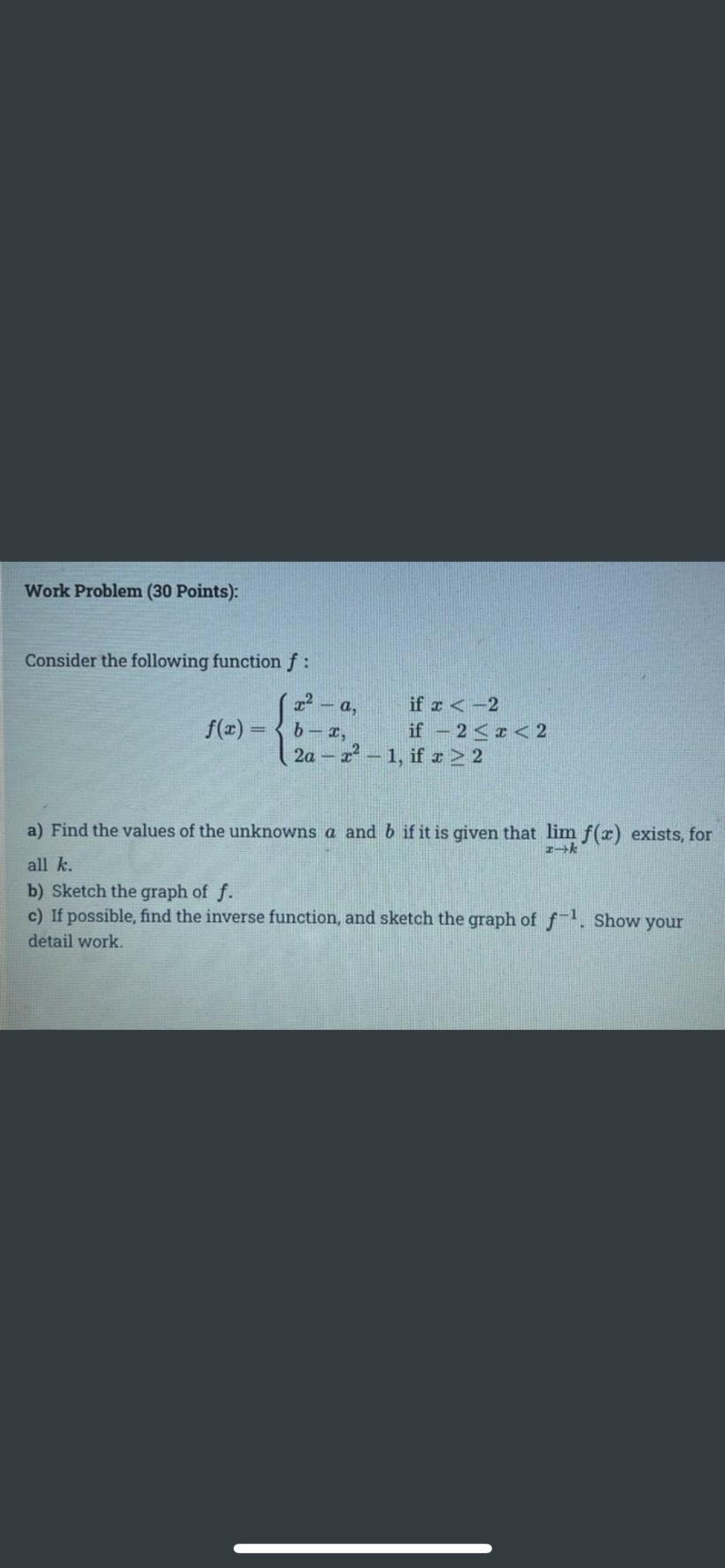 Solved Work Problem (30 Points): Consider the following | Chegg.com
