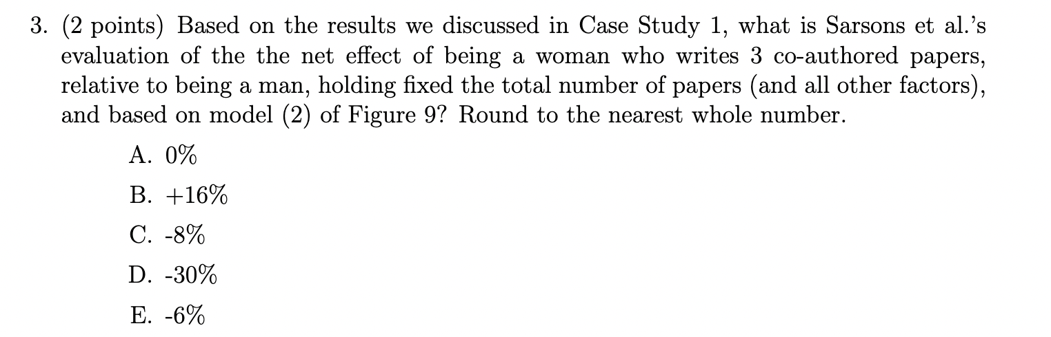 3. (2 points) Based on the results we discussed in | Chegg.com