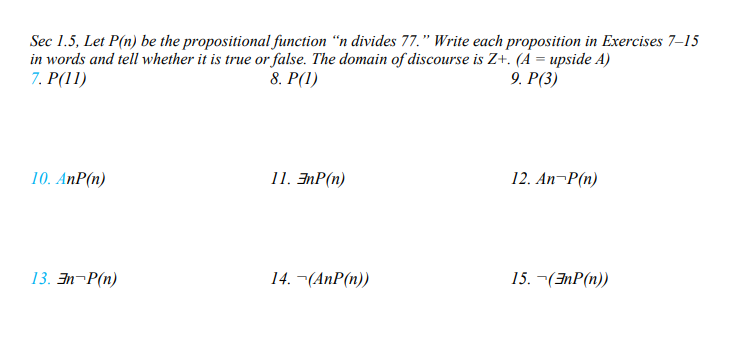 Solved Sec 1.5, Let P(n) be the propositional function " n | Chegg.com