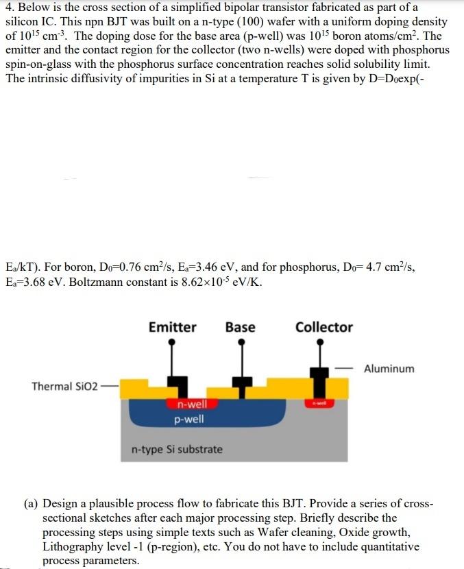 Solved 4. Below is the cross section of a simplified bipolar | Chegg.com