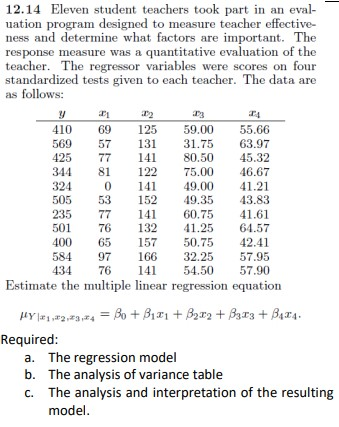 Solved 12.14 Eleven student teachers took part in an eval- | Chegg.com