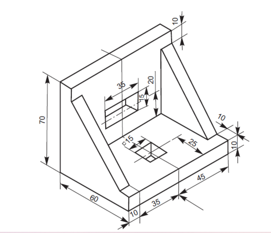 Solved Make 3 views of the 3 dimensional object given below | Chegg.com