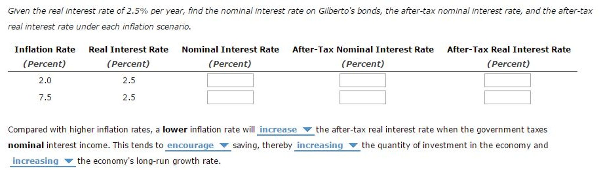 Solved Given the real interest rate of 2.5% per year, find | Chegg.com