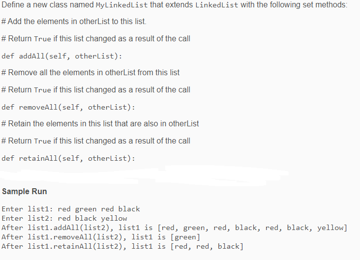 Solved Define a new class named MyLinkedlist that extends | Chegg.com
