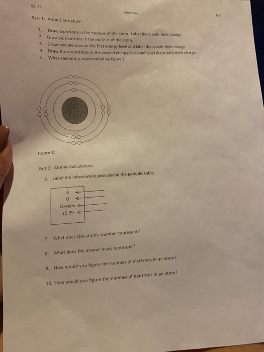 Solved Spr 13 Chemistry Part 1: Atomic Structure 1. Draw 6 | Chegg.com