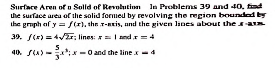 Solved Surface Area of a Solid of Revolution In Problems 39 | Chegg.com