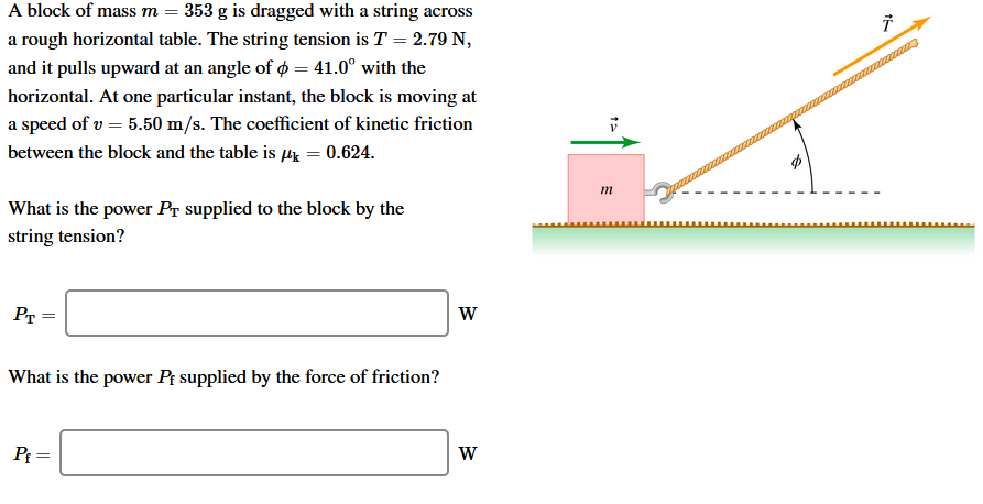 Solved A block of mass m = 353 g is dragged with a string | Chegg.com