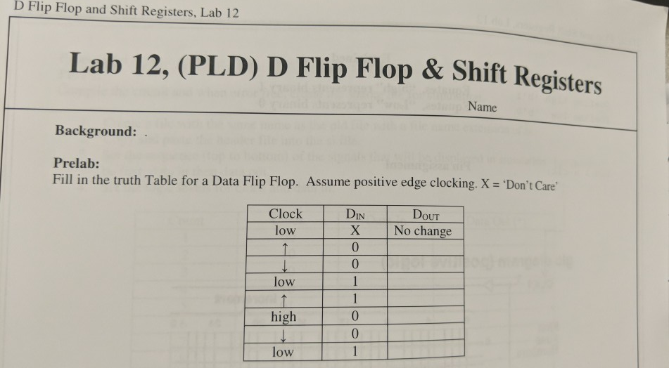 Solved D Flip Flop and Shift Registers, Lab 12 Lab 12, (PLD) | Chegg.com