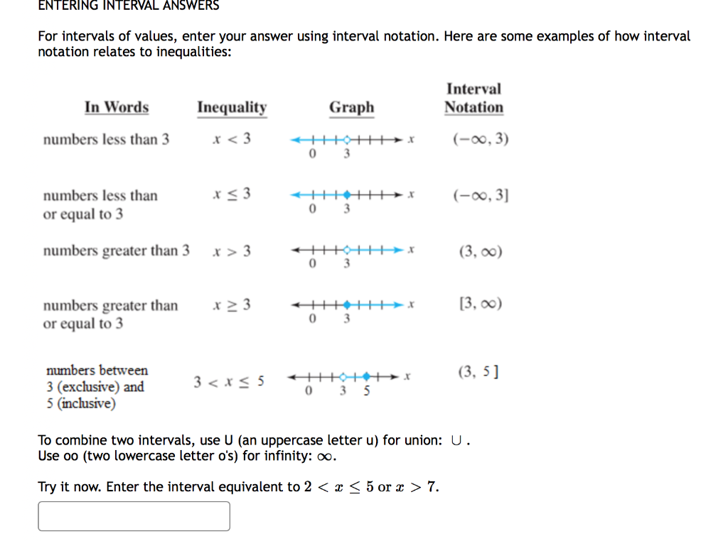 Solved ENTERING INTERVAL ANSWERS For intervals of values, | Chegg.com