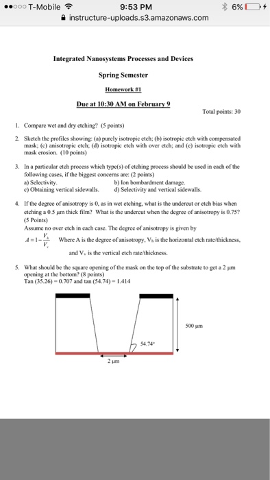 Solved Compare wet and dry etching? Sketch the profiles | Chegg.com