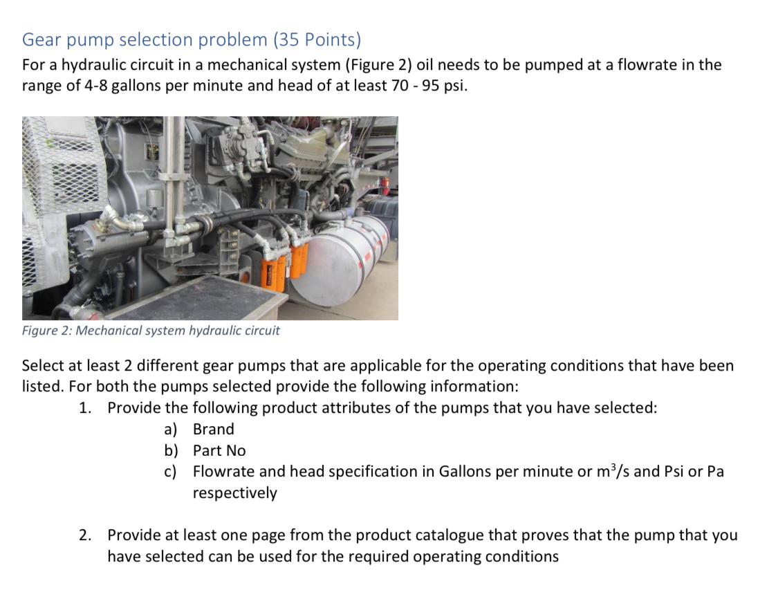 Solved Gear pump selection problem (35 Points) For a | Chegg.com