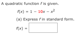 Solved A quadratic function f is given. f(x) = 2x2 + 24x + | Chegg.com