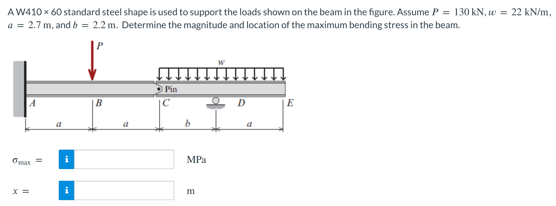 Solved A W410 ×60 standard steel shape is used to support | Chegg.com