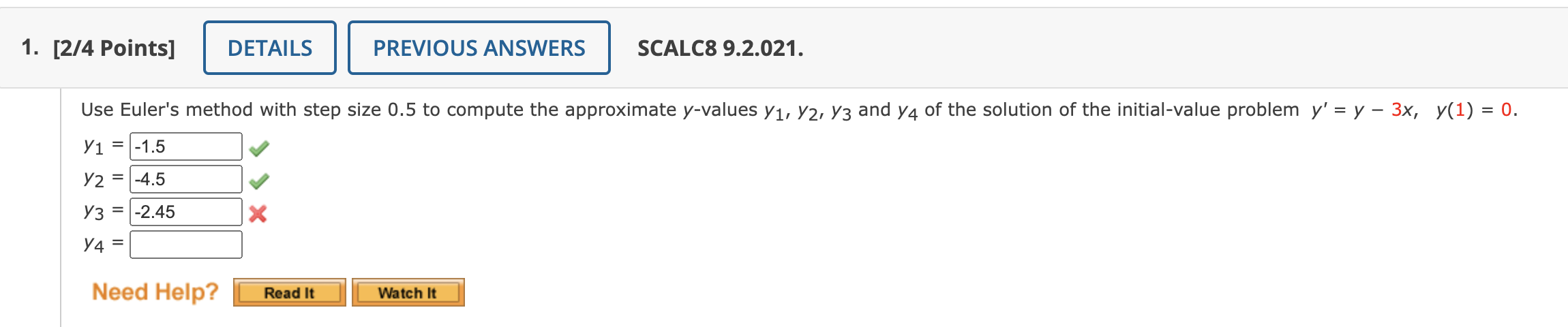Solved 1. [2/4 Points] DETAILS PREVIOUS ANSWERS SCALC8 | Chegg.com