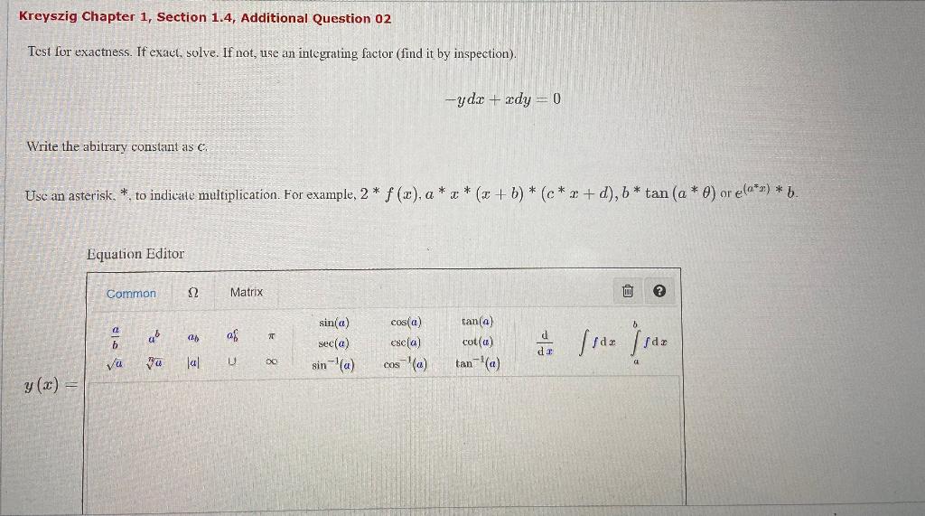 Solved Kreyszig Chapter 1, Section 1.4, Additional Question | Chegg.com
