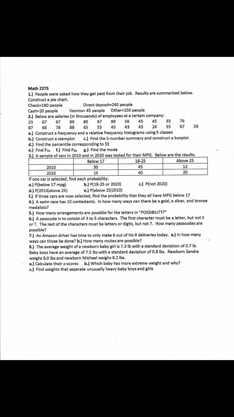 Solved 67 45 43 12 Math 2275 1.) People were asked how they | Chegg.com