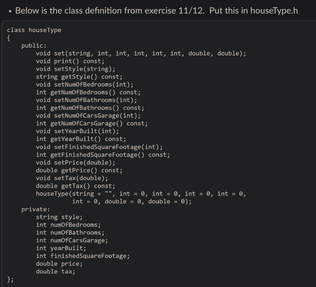 Solved main.cpp is where you will write main() Declare a | Chegg.com