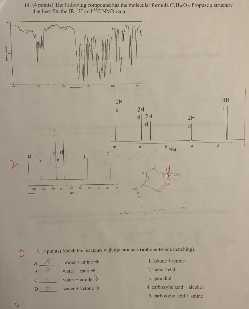Solved 14. (4 points) The following compound has the | Chegg.com