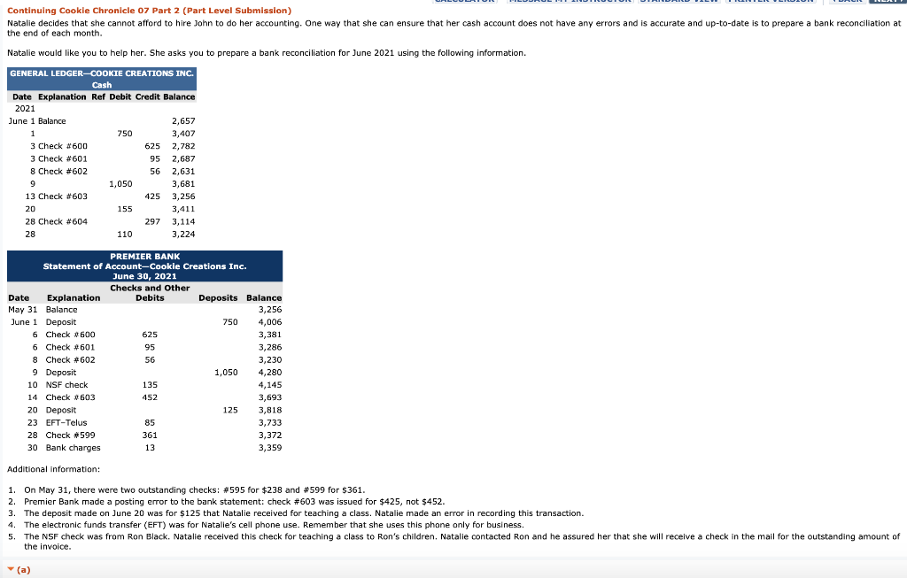 Solved Continuing Cookie Chronicle 07 Part 2 (Part Level | Chegg.com