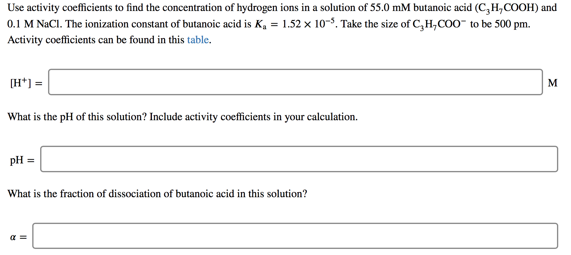 Use activity coefficients to find the concentration | Chegg.com