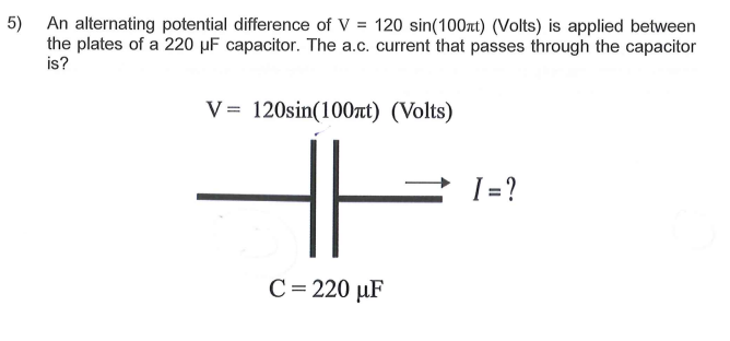 Solved 5) An alternating potential difference of V= 120 | Chegg.com