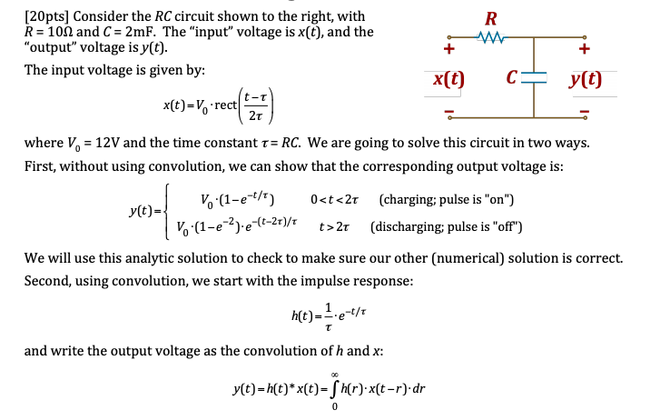 Solved 20pts. Consider the RC circuit shown to the right, | Chegg.com